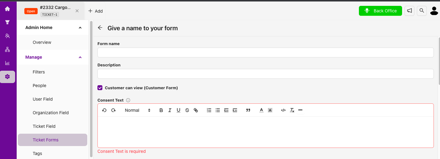 Customer Ticket Form Creation - Grispi Support